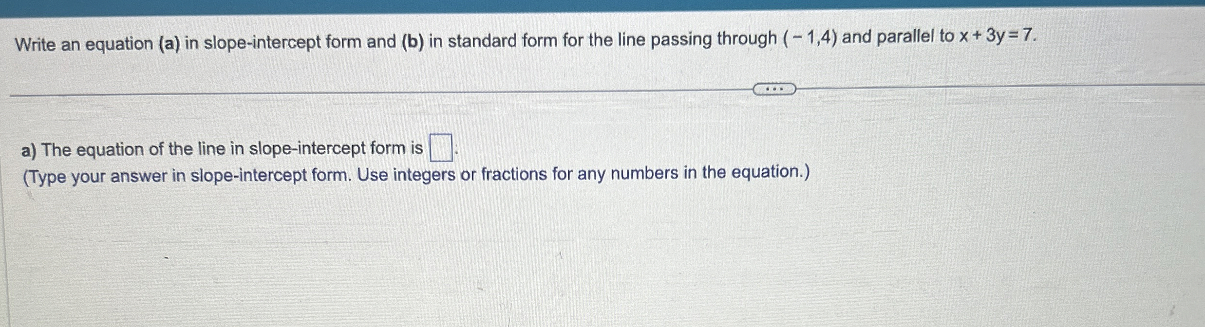 Solved Write an equation (a) ﻿in slope-intercept form and | Chegg.com