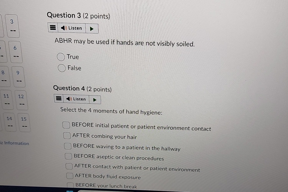 Solved Question 3 (2 ﻿points)3 ABHR may be used if hands are | Chegg.com