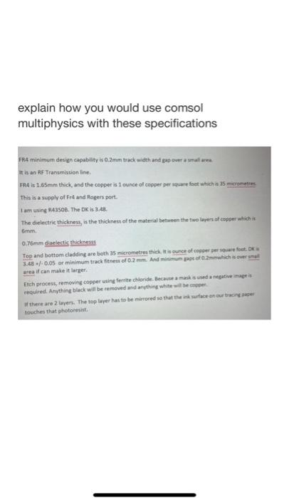 explain how you would use comsol multiphysics with | Chegg.com