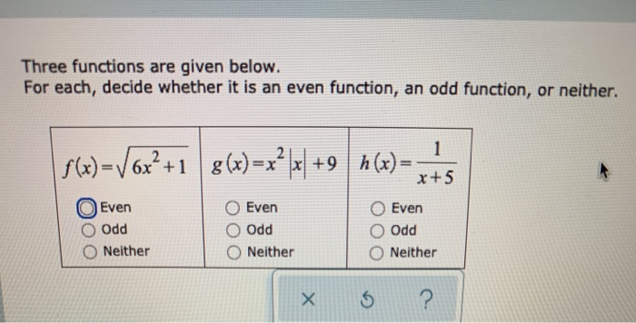 Solved Three functions are given below. For each, decide | Chegg.com
