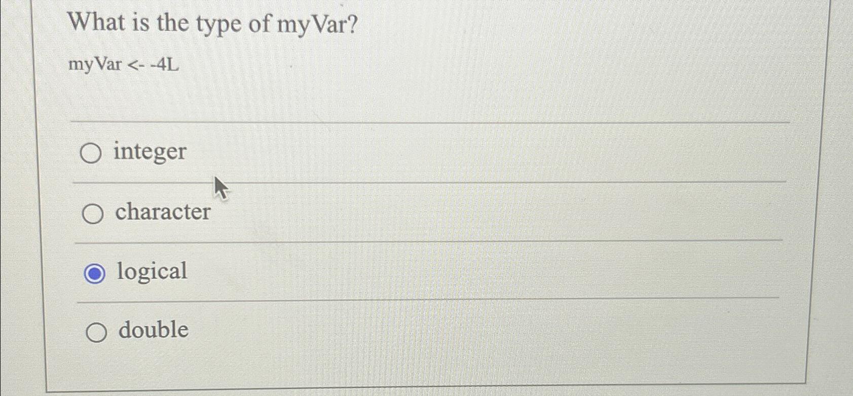 Solved What Is The Type Of Myvarmyvar 