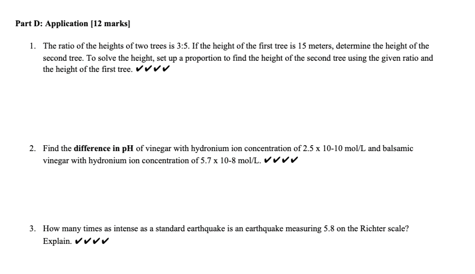 Solved Part D: Application [12 ﻿marks]The ratio of the | Chegg.com