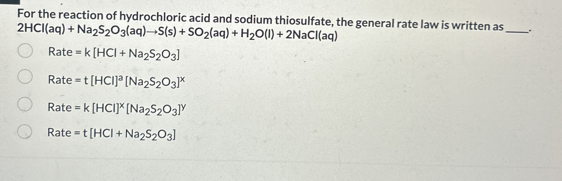 Solved For the reaction of hydrochloric acid and sodium | Chegg.com