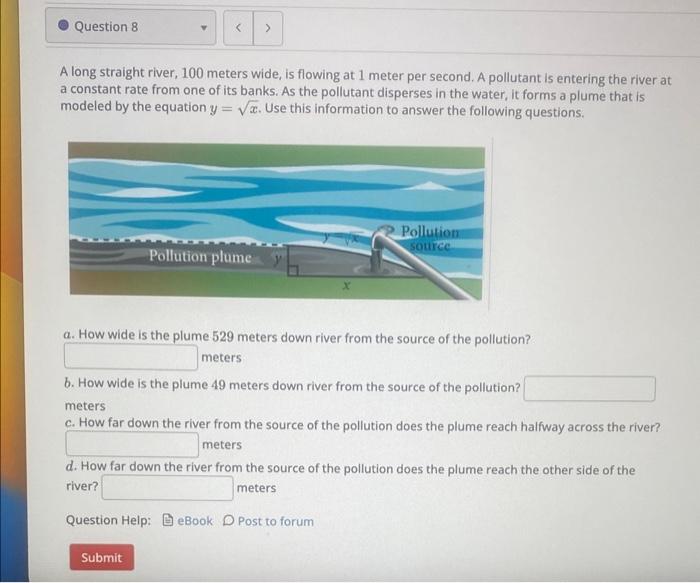Solved A long straight river, 100 meters wide, is flowing at | Chegg.com