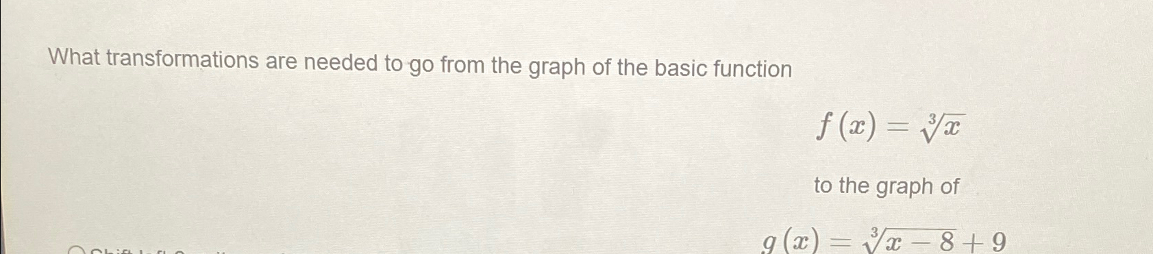 Solved What transformations are needed to go from the graph | Chegg.com