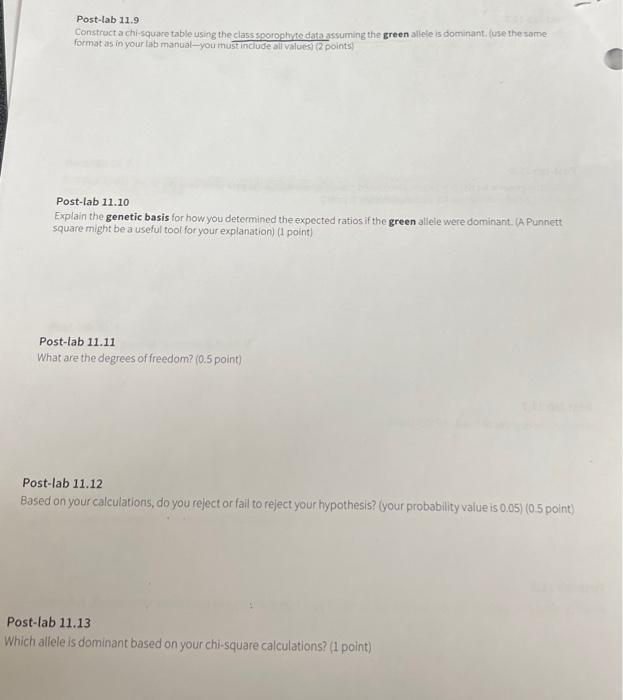 Solved Post-lab 11.1 Write a hypothes is for the gametophyte | Chegg.com