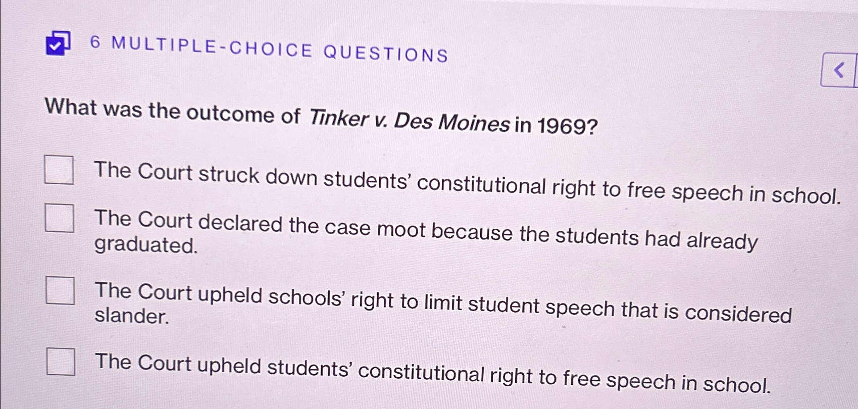 Solved 6 ﻿MULTIPLE-CHOICE QUESTIONSWhat was the outcome of | Chegg.com