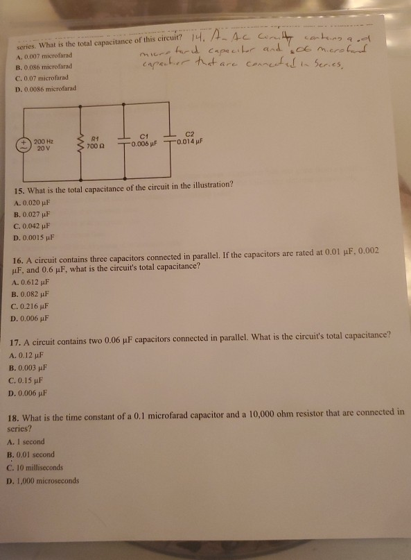 Solved A. 0.007 microfarad B. 0.086 microfarad C. 0.07 | Chegg.com