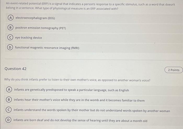 Solved An event-related potential (ERP) is a signal that | Chegg.com