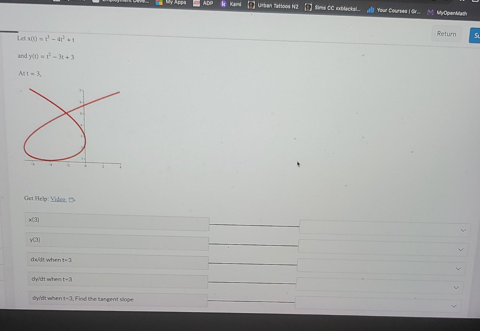 Solved Let x(t)=t3−4t2+t and y(t)=t2−3t+3 At t=3, Get Help: | Chegg.com Solved Let x(t)=t3−4t2+t and y(t)=t2−3t+3 At t=3, Get Help: | Chegg.com