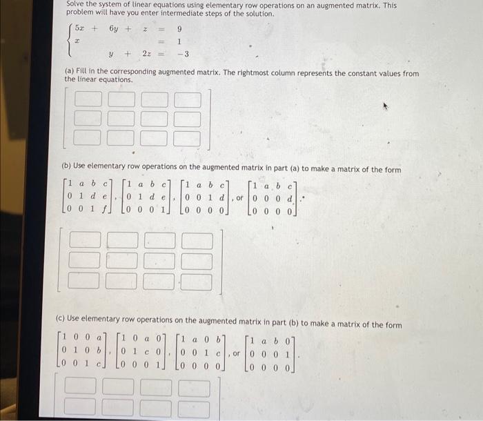 Solved Solve the system of linear equations using elementary | Chegg.com