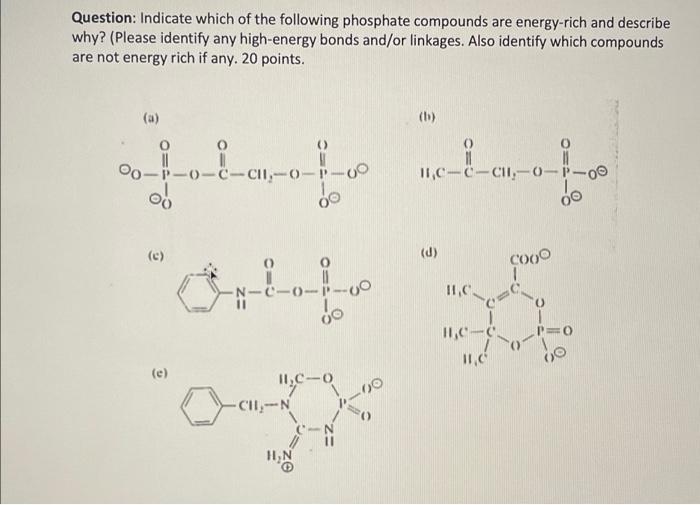 Solved Question: Indicate which of the following phosphate | Chegg.com