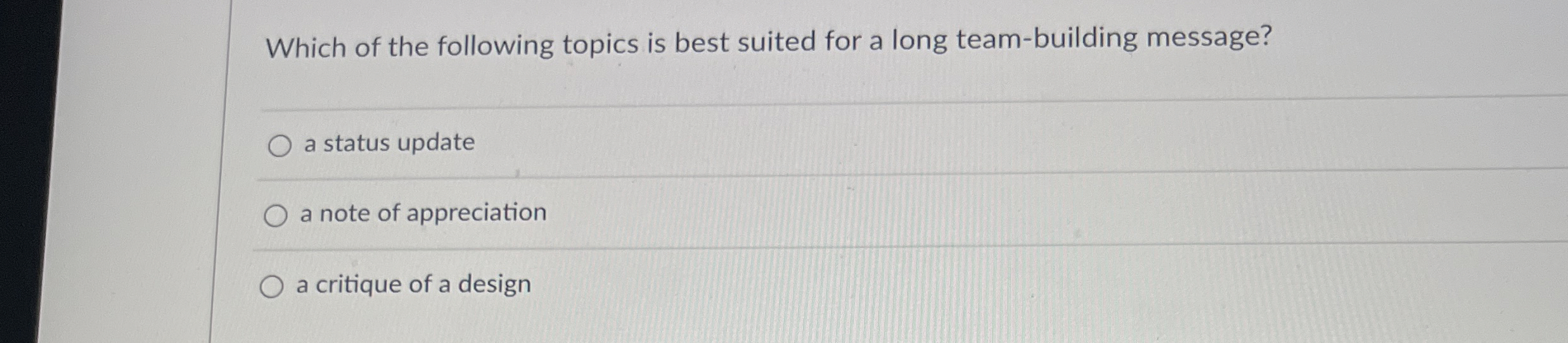 Solved Which of the following topics is best suited for a | Chegg.com