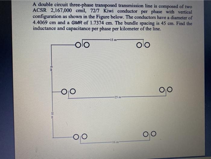 Solved A double circuit three-phase transposed transmission | Chegg.com