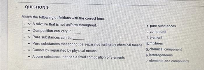 Solved Match the following definitions with the correct | Chegg.com