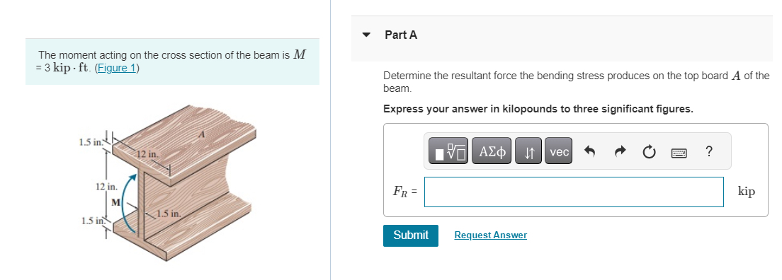 Part AThe moment acting on the cross section of the | Chegg.com