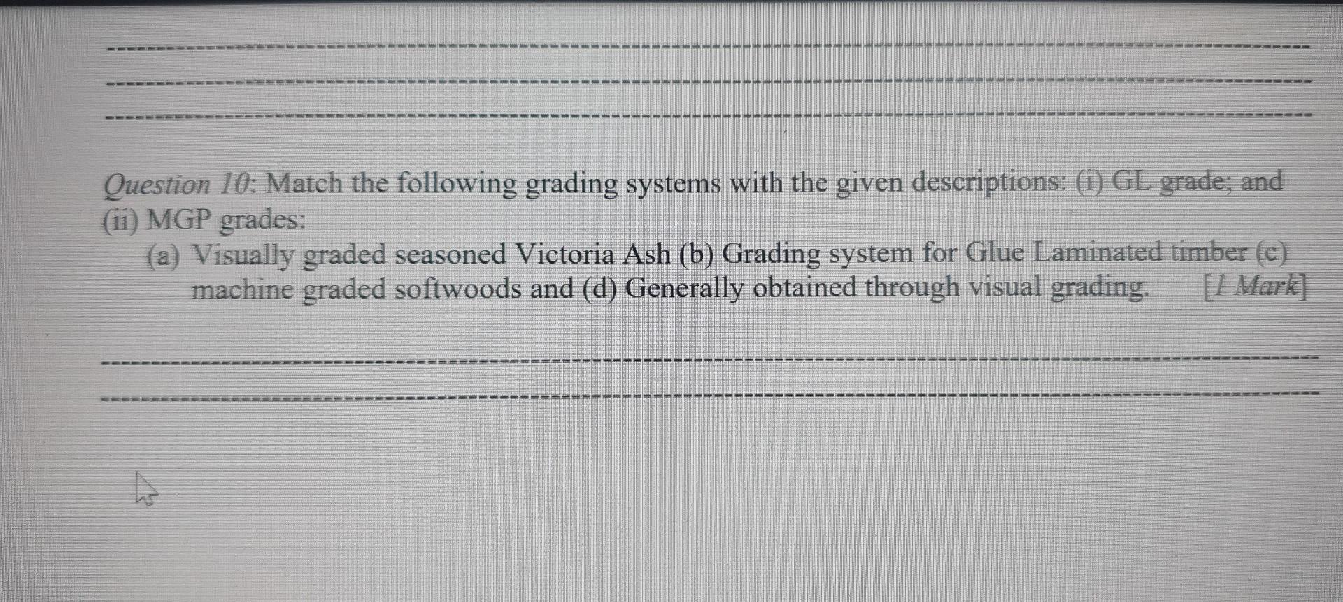Solved Question 10: Match the following grading systems with | Chegg.com