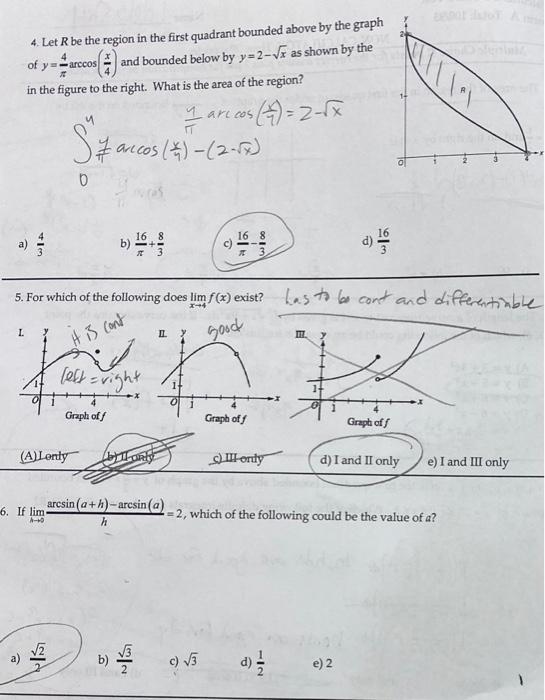 Solved Illy of yo arccos 4. Let R be the region in the first | Chegg.com