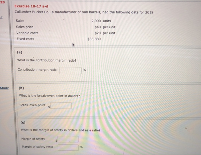 Solved CES Exercise 18-17 a-d Cullumber Bucket Co., a | Chegg.com