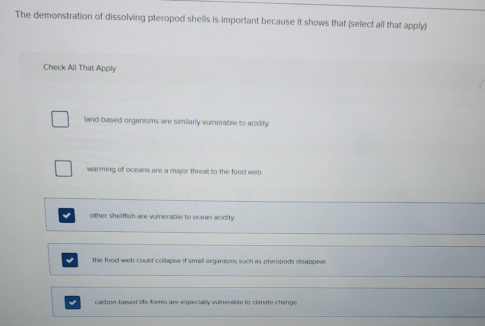 Solved The demonstration of dissolving pteropod shells is | Chegg.com