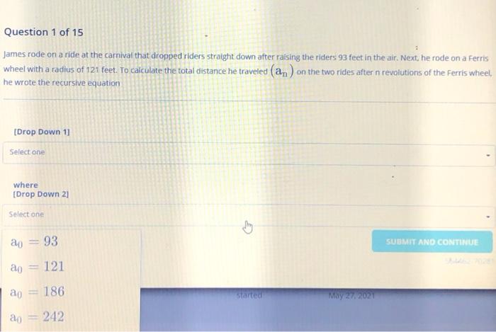 Solved James rode on a ride at the carnival that dropped | Chegg.com