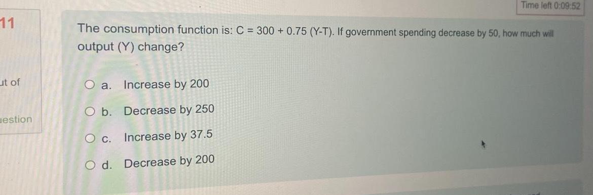 Solved The consumption function is: C=300+0.75(Y-T). ﻿If | Chegg.com