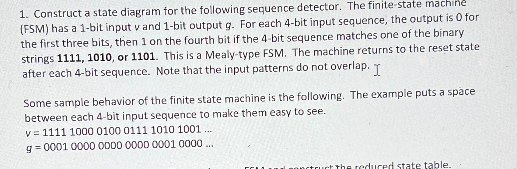 Solved Construct a state diagram for the following sequence | Chegg.com