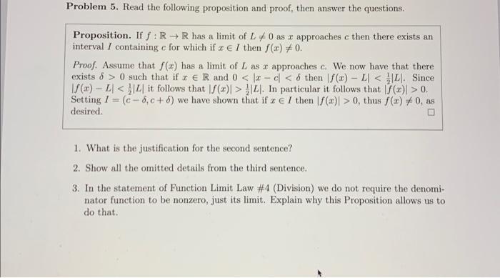 Solved Problem 5. Read the following proposition and proof, | Chegg.com