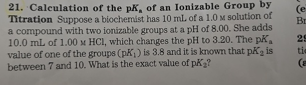 Calculation of the pKa ﻿of an Ionizable Group | Chegg.com