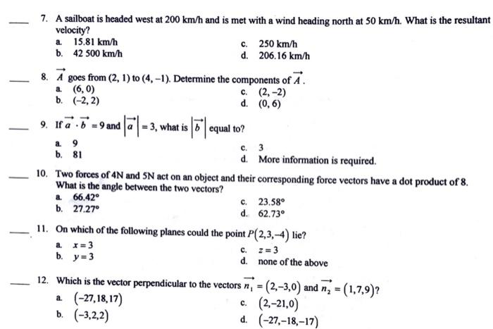 Solved 7. A sailboat is headed west at 200 km/h and is met | Chegg.com
