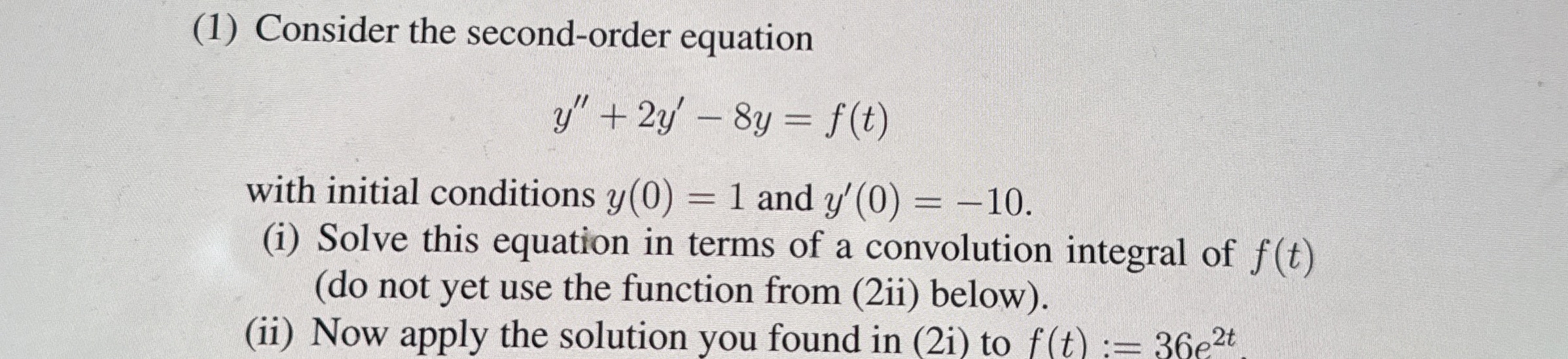 Solved (1) ﻿Consider the second-order | Chegg.com