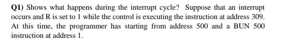 Solved Q1) Shows what happens during the interrupt cycle? | Chegg.com