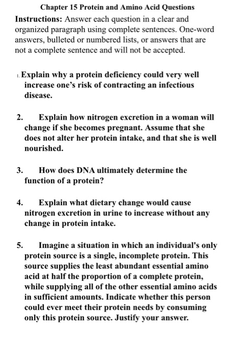 Solved Chapter 15 Protein and Amino Acid Questions | Chegg.com