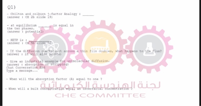 Solved Q1) Chilton and colburn 1-factor Analogy : (answer : | Chegg.com
