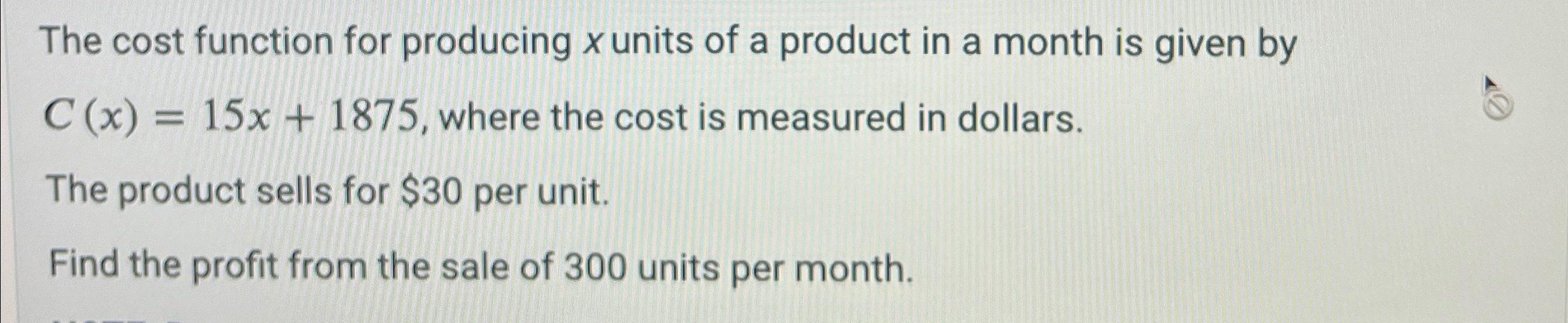 Solved The cost function for producing x ﻿units of a product | Chegg.com
