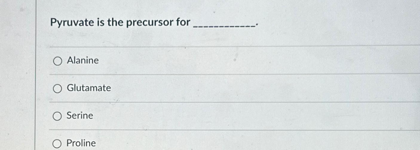 Solved Pyruvate is the precursor for | Chegg.com