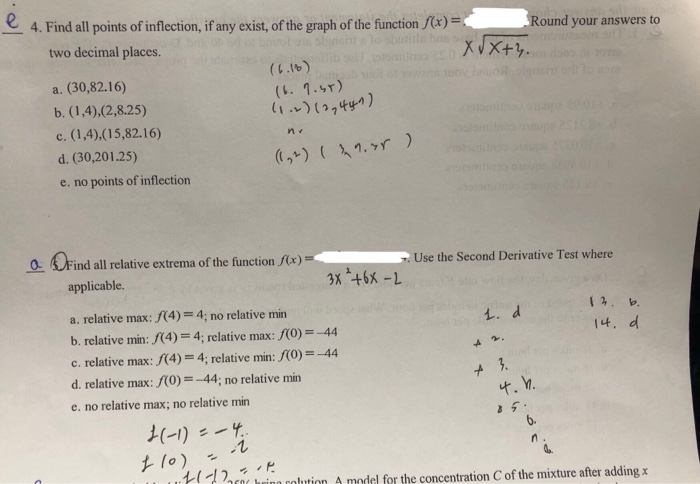 Solved e 4. Find all points of inflection, if any exist, of | Chegg.com