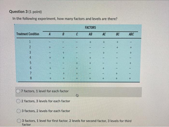 Question 3 (1 point) In the following experiment, how | Chegg.com