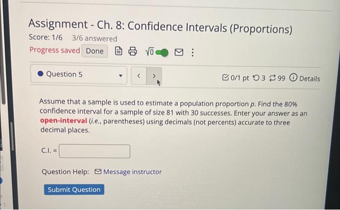 Solved Assignment - Ch. 8: Confidence Intervals | Chegg.com Solved Assignment - Ch. 8: Confidence Intervals | Chegg.com