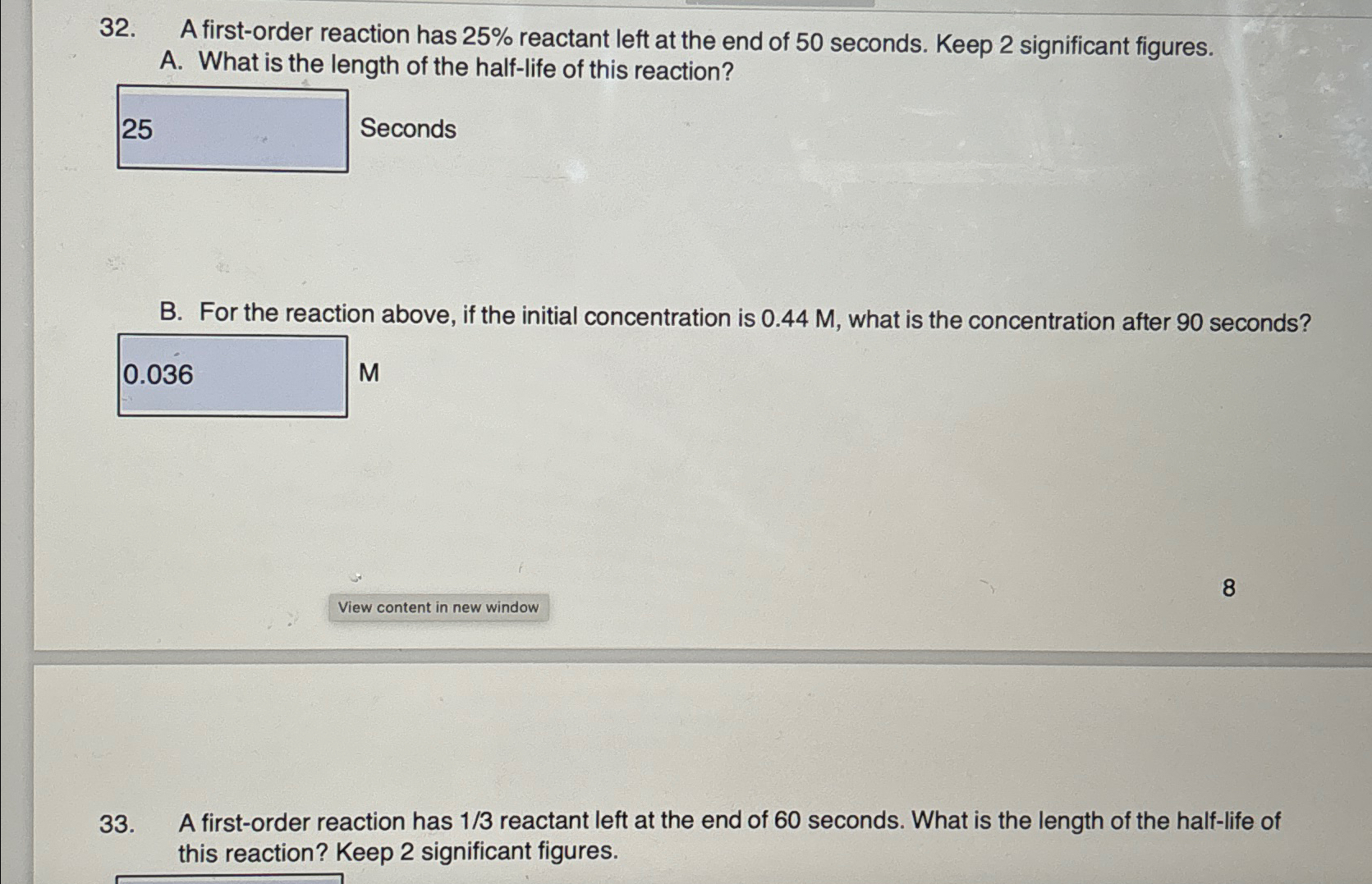 Solved A first-order reaction has 25% ﻿reactant left at the | Chegg.com