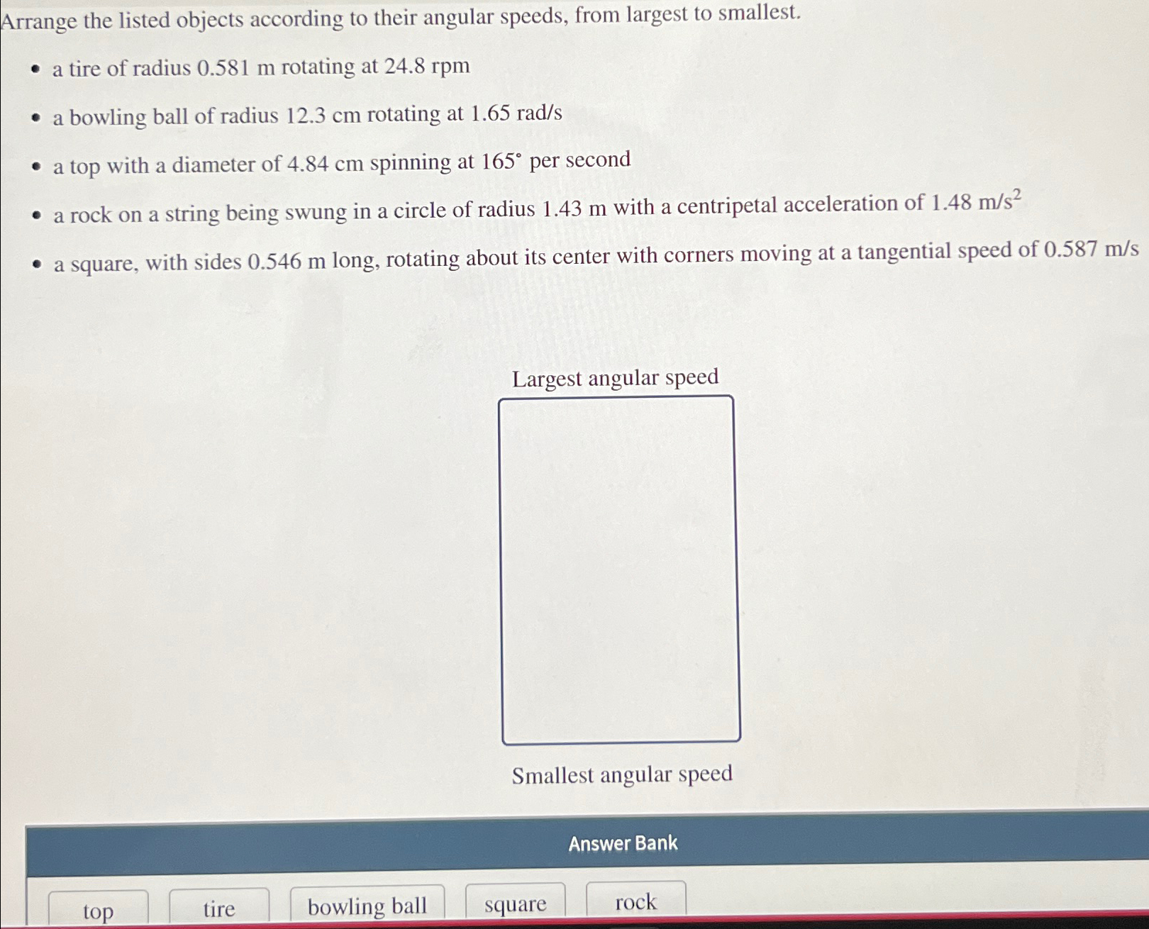 Solved Arrange the listed objects according to their angular | Chegg.com