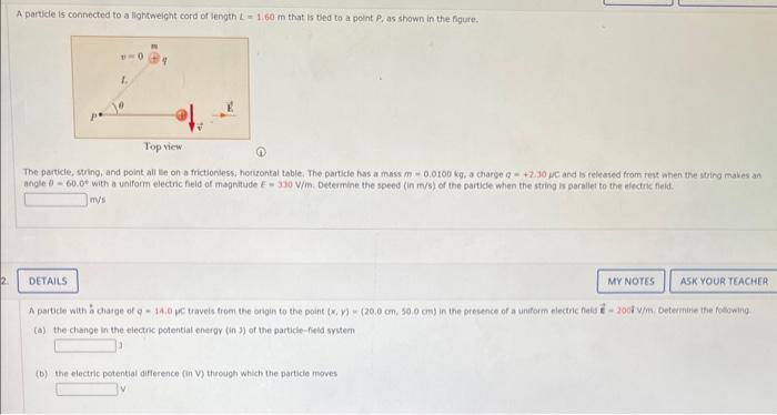 Solved A particle is connected to a lightweight cord of | Chegg.com