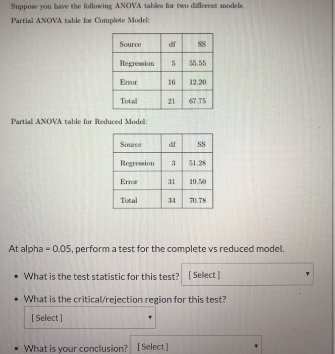 Solved Suppose you have the following ANOVA tables for two | Chegg.com