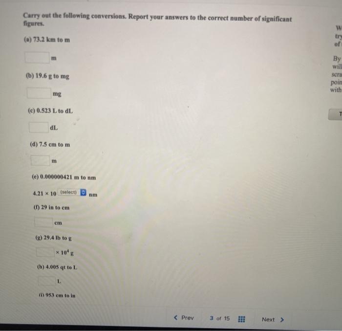 Solved Carry out the following conversions. Report your | Chegg.com