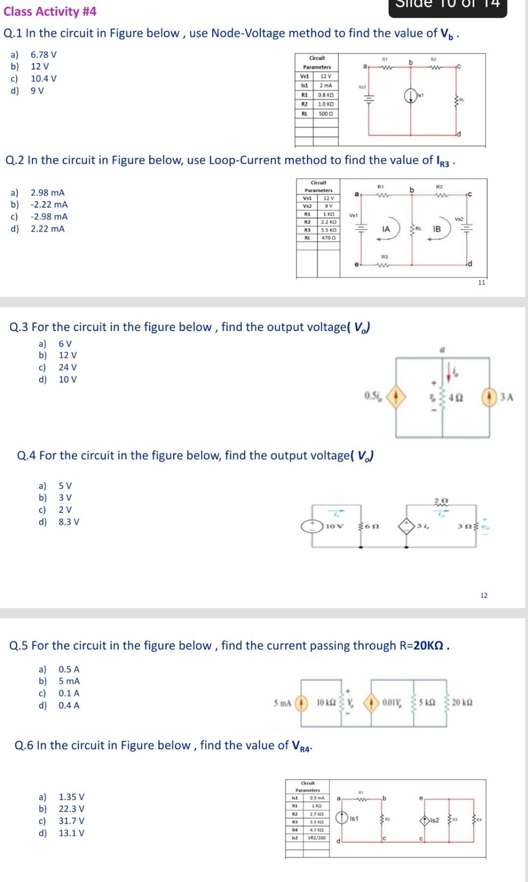 Solved Class Activity #4 Q.1 In the circuit in Figure below, | Chegg.com