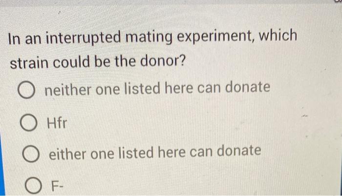 Solved In an interrupted mating experiment, which strain | Chegg.com