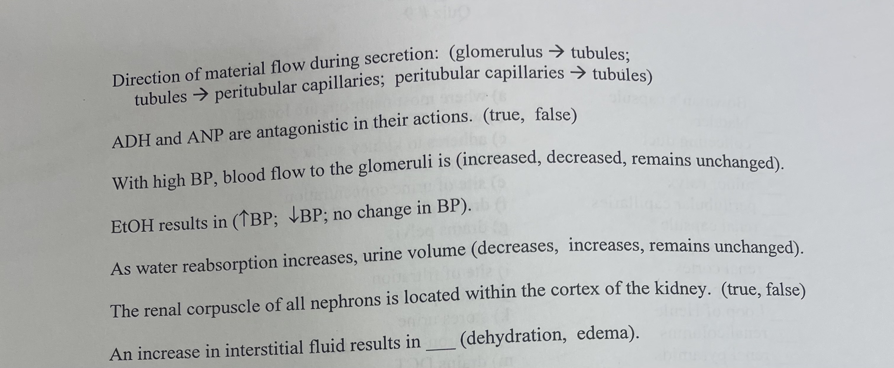 Solved Direction of material flow during secretion: | Chegg.com
