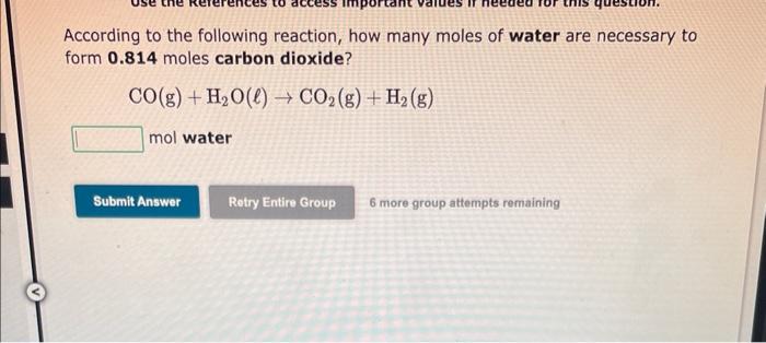 Solved According to the following reaction, how many moles | Chegg.com