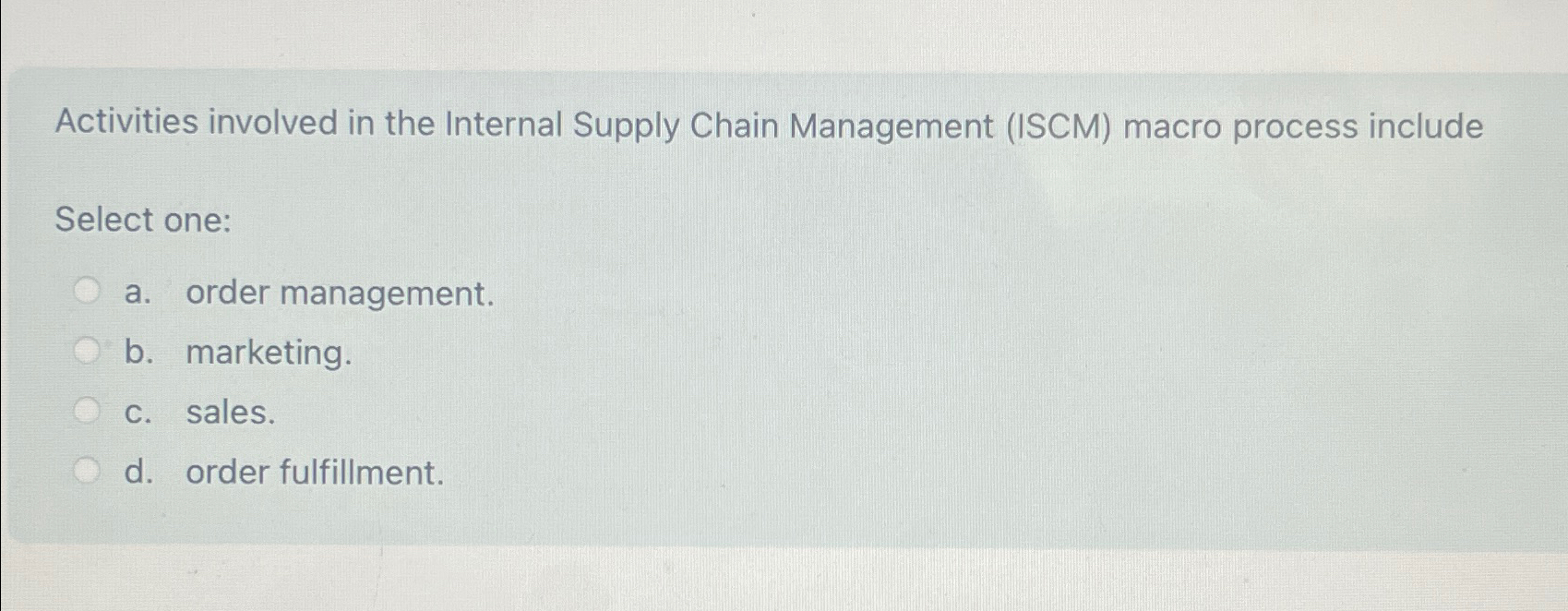 Solved Activities involved in the Internal Supply Chain | Chegg.com