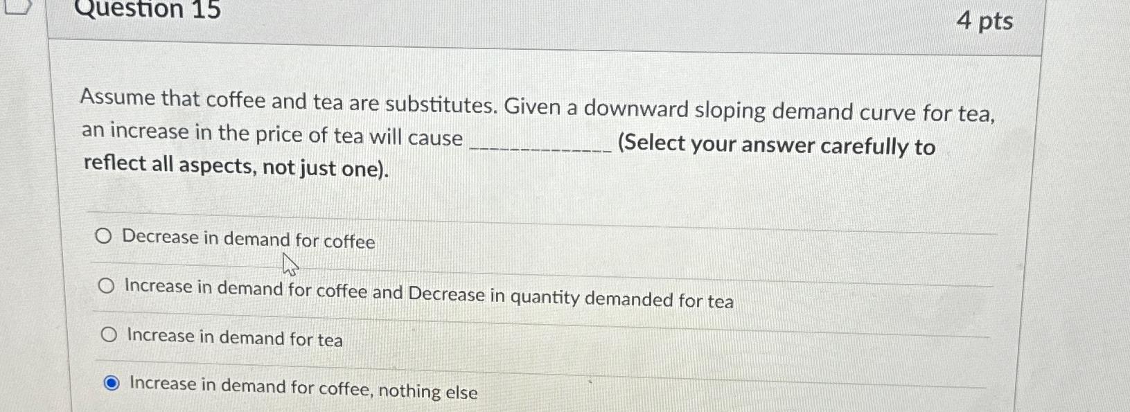 Solved Question 154 ﻿ptsAssume that coffee and tea are | Chegg.com